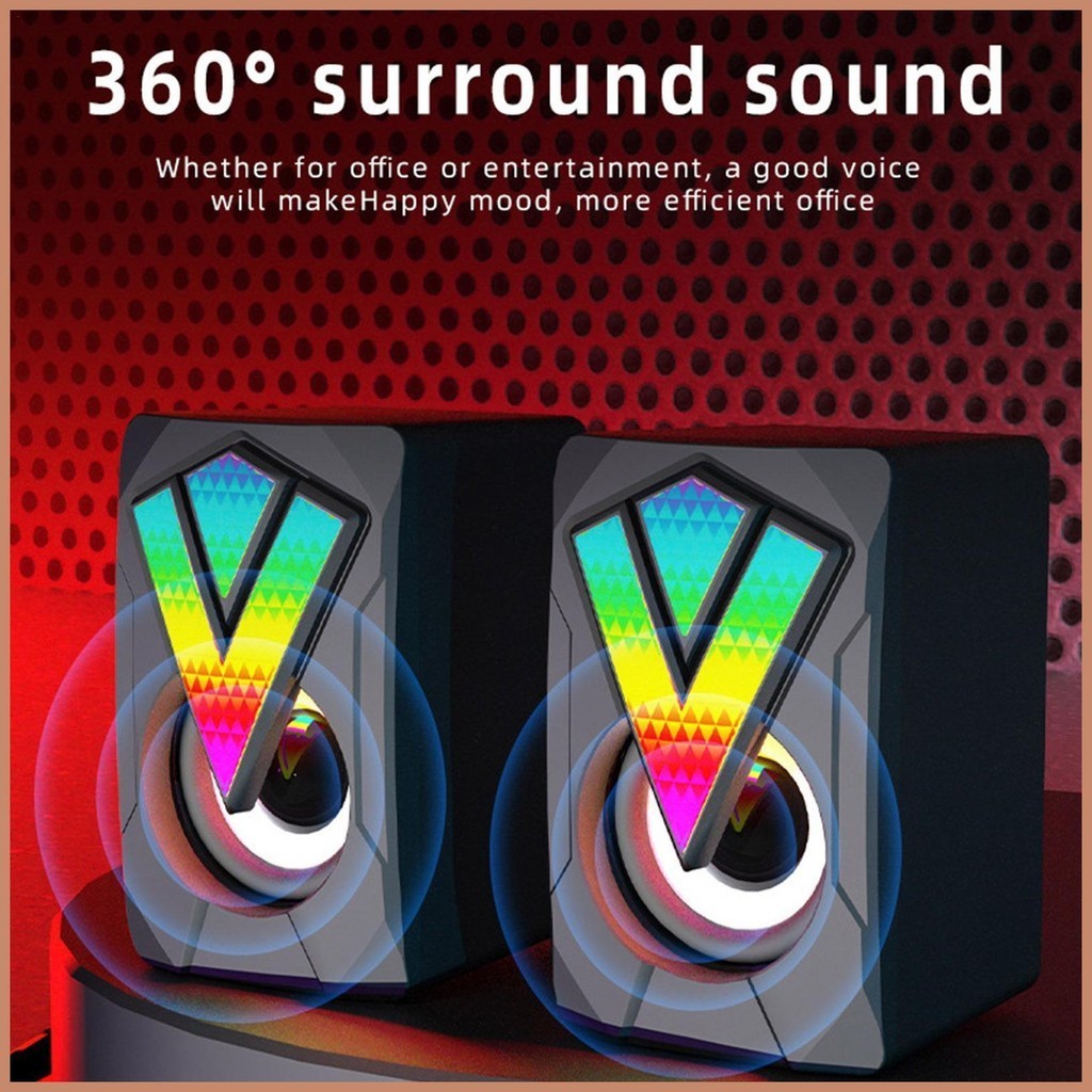 Game PC Speakers Multimedia Desktop Speaker With RGB Lighted Glowing ...