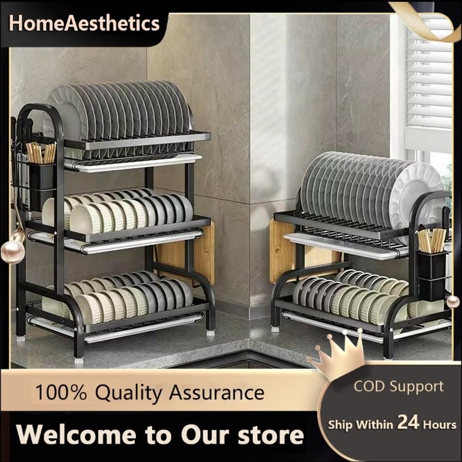 Kitchen Countertop Plate Organizer Storage Shelf Stainless Steel Dish ...