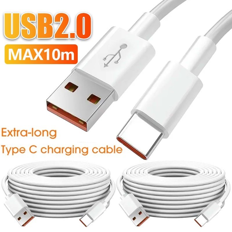 3m/5m/8m/10m Extra Long Type-C Charging Cord / Micro USB Cable Mobile ...