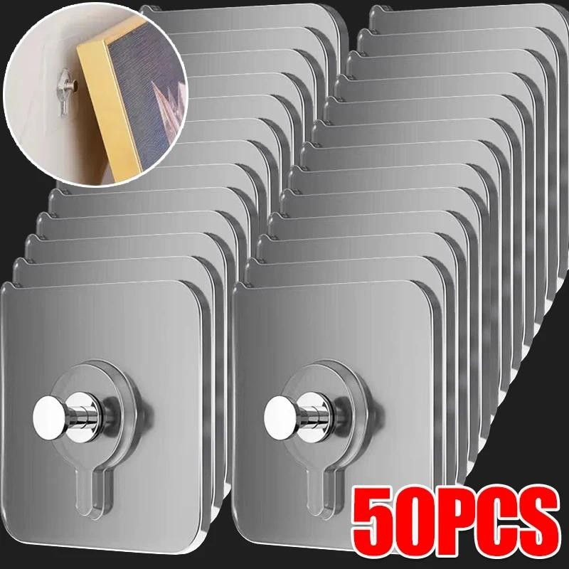 10-50Pcs Strong Adhesive Hooks Picture Frame Holder Poster Photo Clock ...