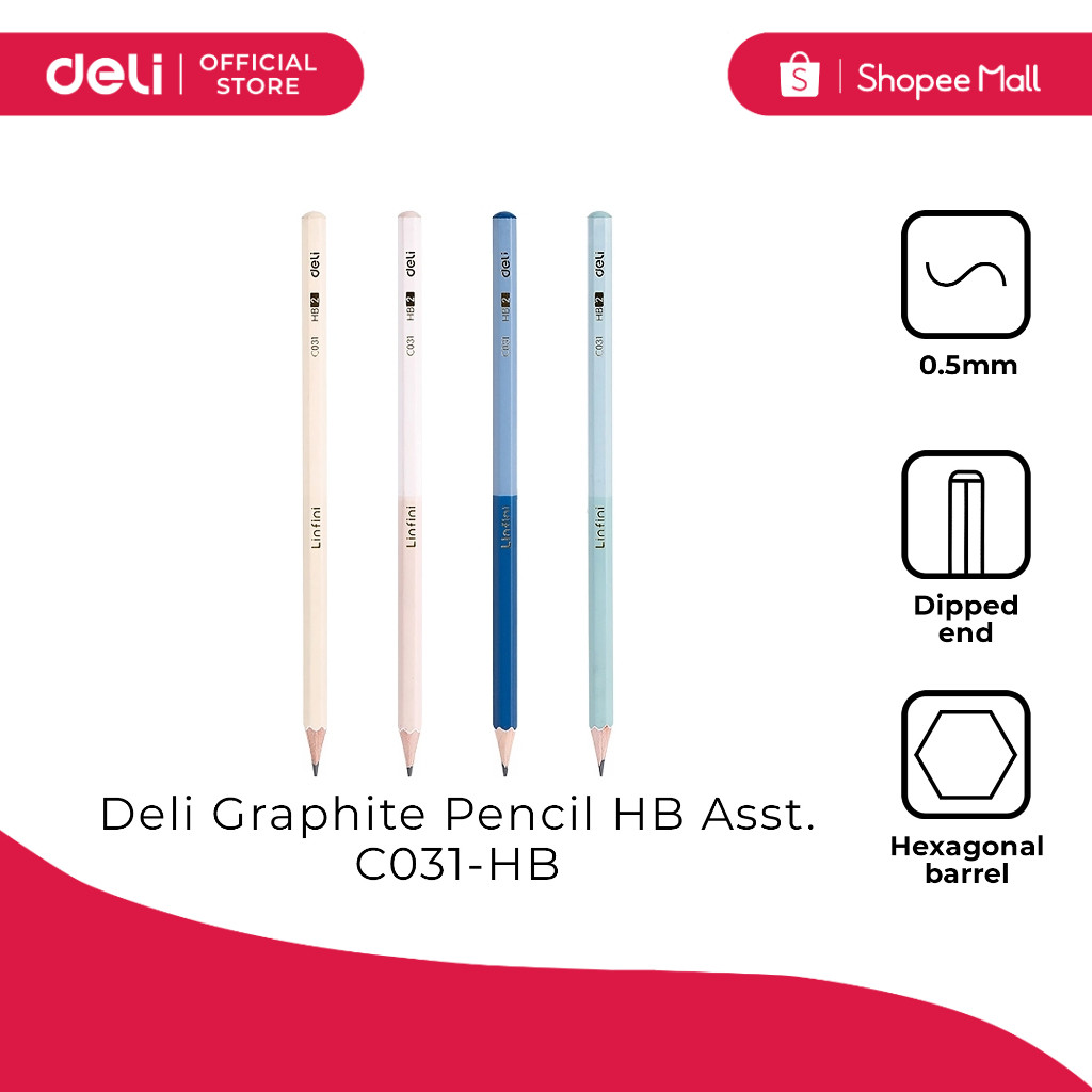 Deli C031-HB Graphite Pencil HB 1PC | Shopee Philippines