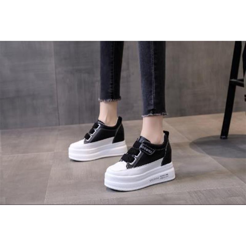 10cm Inner Height Increase Women's Shoes Hollow Thick-Soled Genuine ...