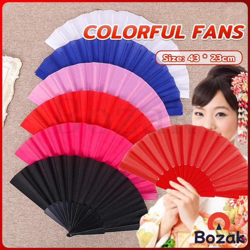 Bozak Plain Solid Color Plastic Handheld Folding Hand Fans | Shopee ...