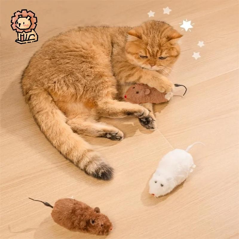 Plush Mouse Cat Toy with Wind-Up Mechanism for Cat Dog Interactive Pet ...