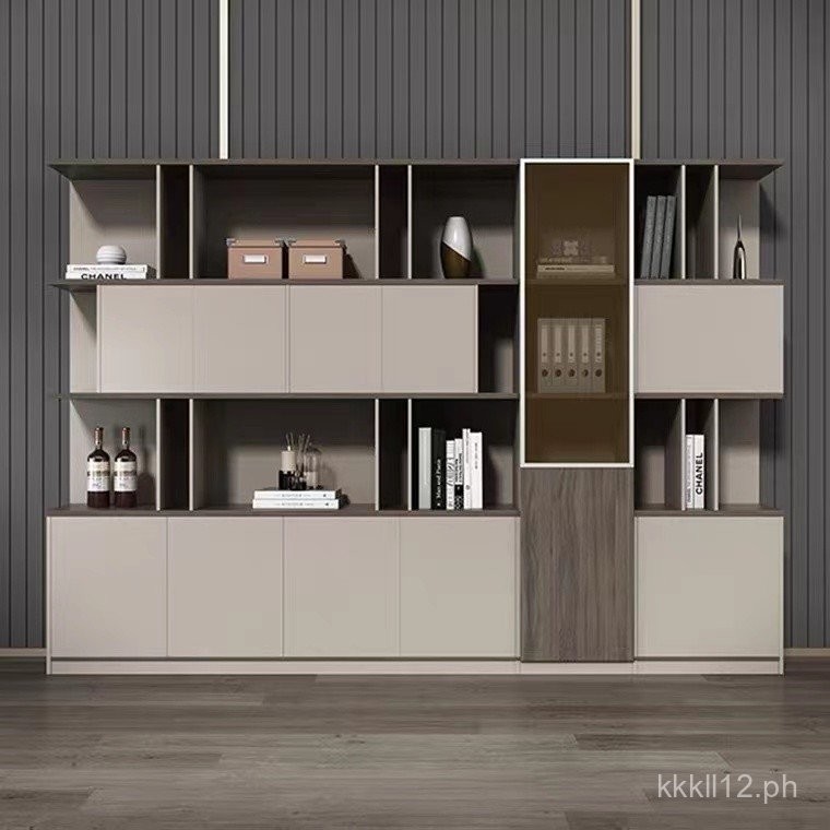 New File Cabinet Walnut Office Bookshelf Modern Simple Glass Door ...