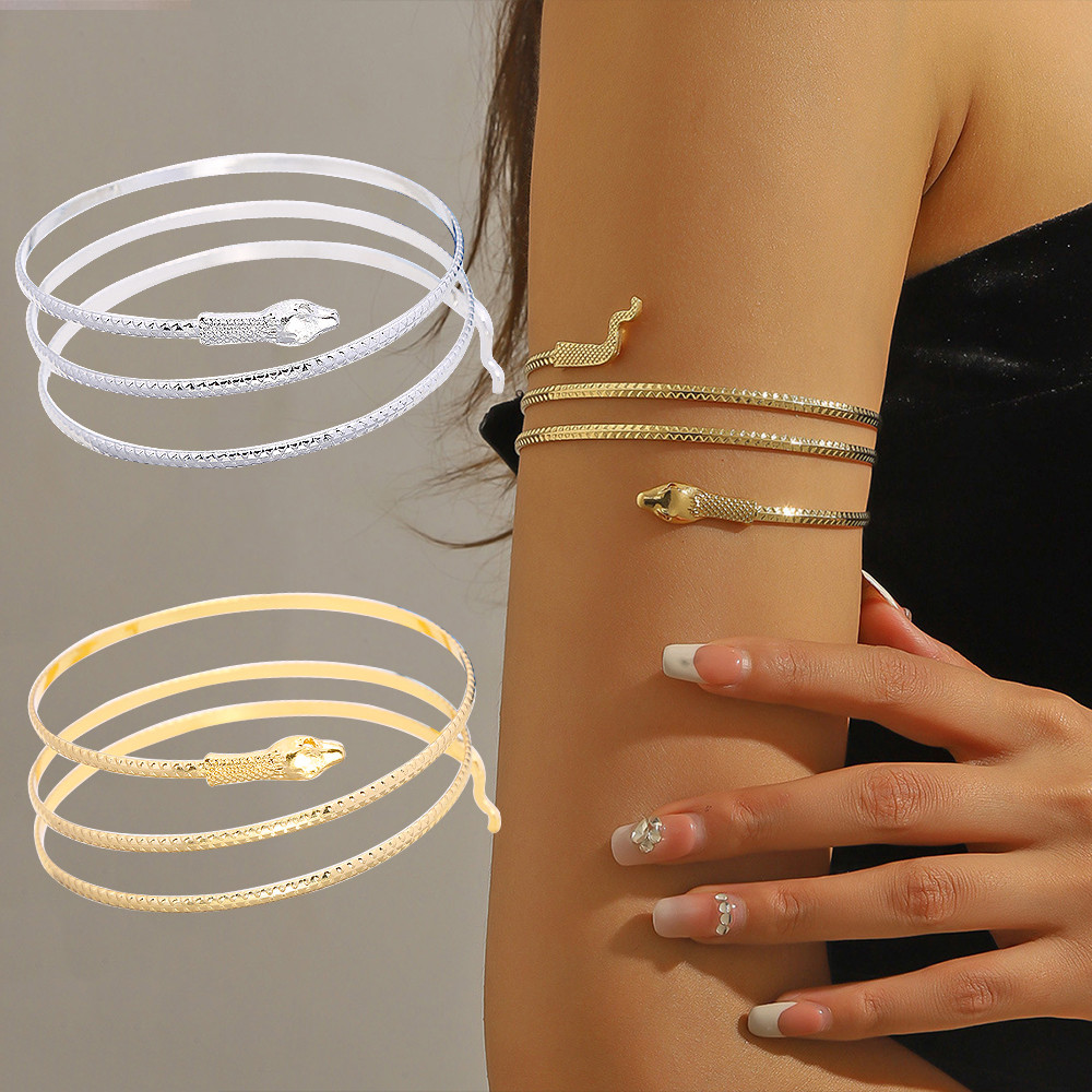 Gothic Multi-Row Snake Metal Bracelets Punk Animal Armlet Bangles ...