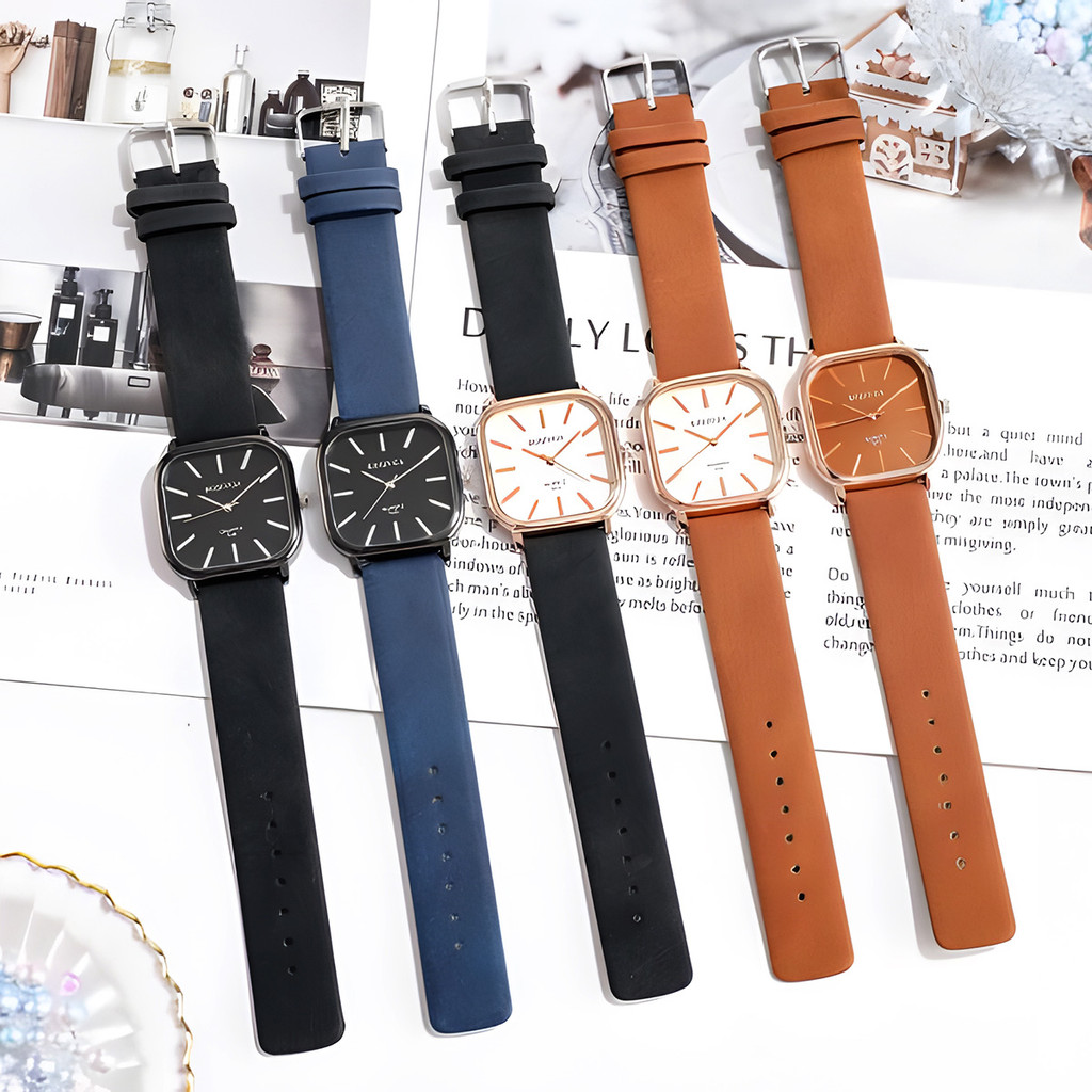 Korean Fashion watch Square Men Women Watches Leather Band Sports Watch ...
