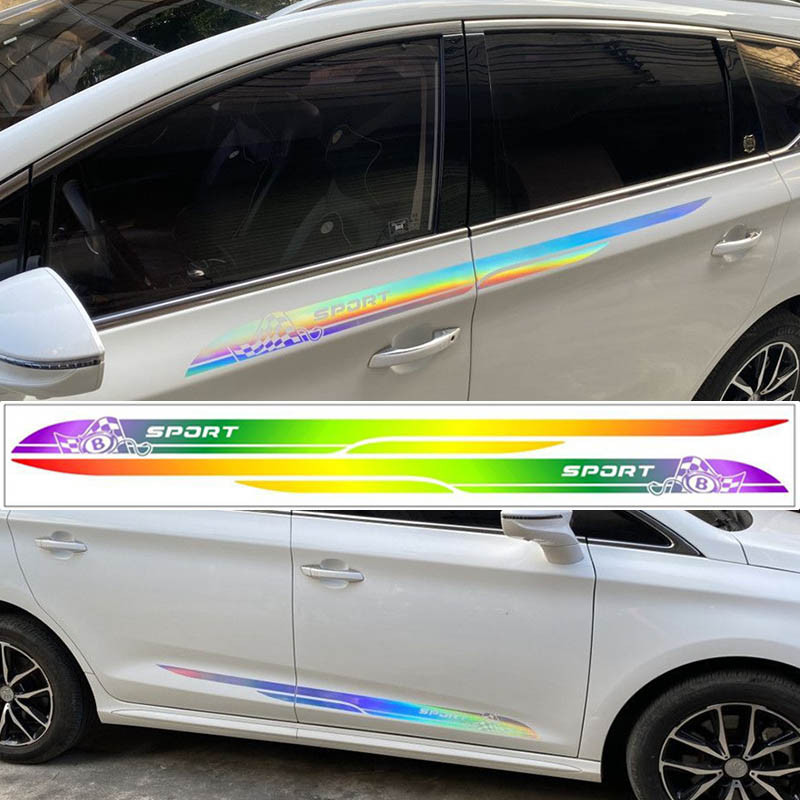 2pcs Strong reflective sport colorful laser car stickers side door ...