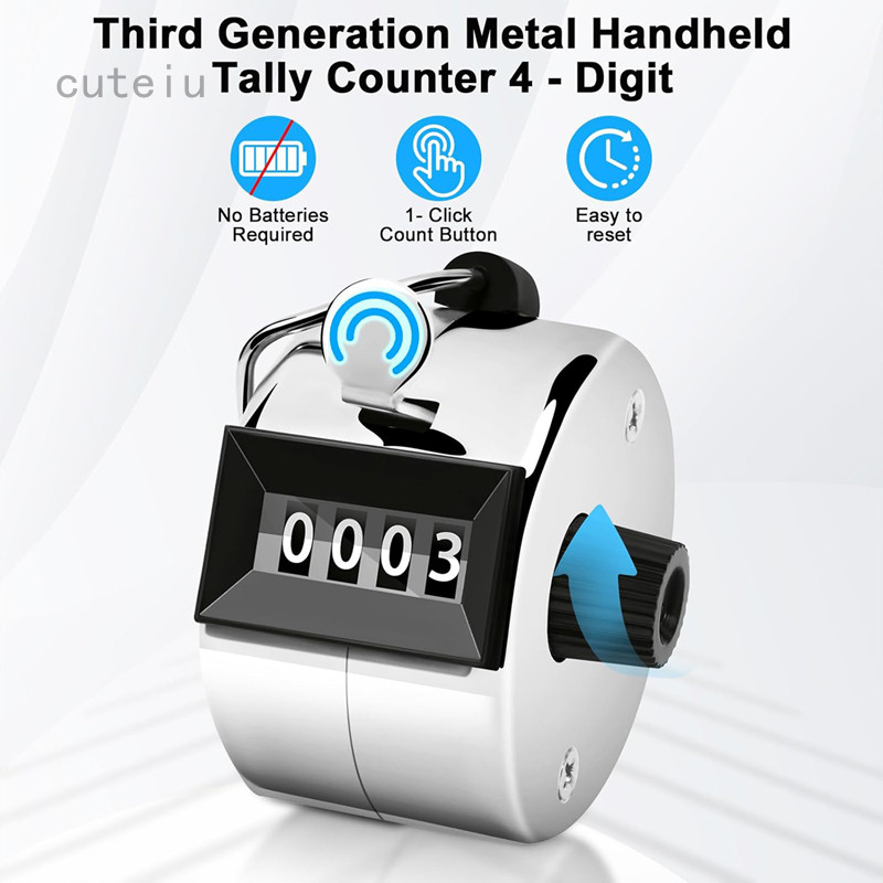 CUTEIU Metal Hand Tally Counter Clicker, 4 Digit Mechanical Palm Click ...