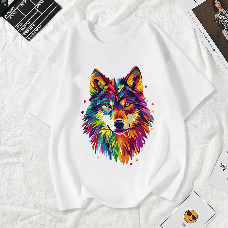 Authentic Geo Wolf Vintage T-Shirt Cotton 1 Tight Cartoon y2k Casual ...
