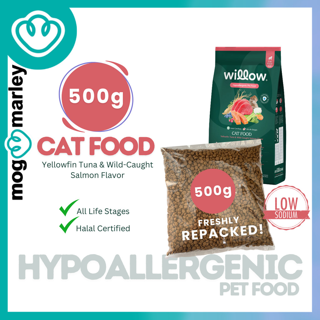 500g Willow HYPOALLERGENIC CAT Food All Life stages Yellowfin tuna and Salmon flavor - mogmarley ...