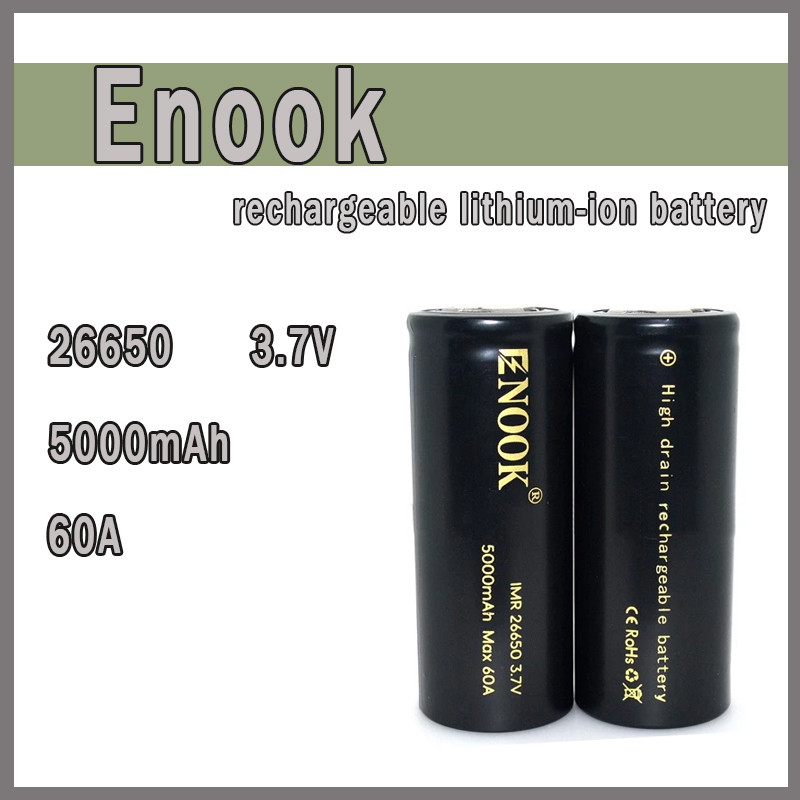 Enook rechargeable battery 26650 5000mAh MAX 60A black lithium-ion ...