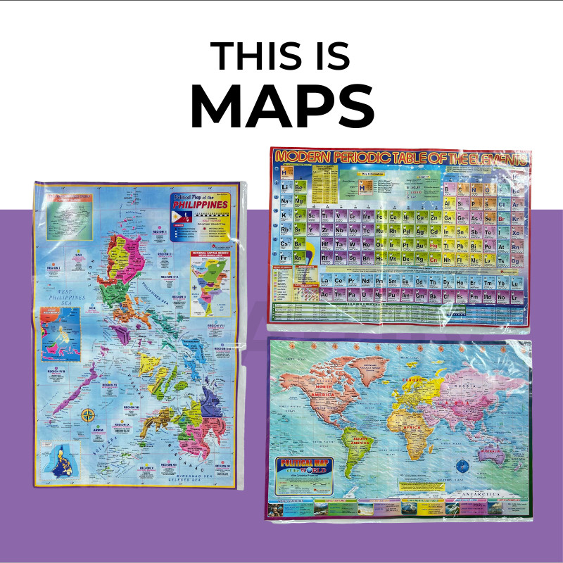 World Map / Philippines Map / Periodic Table Poster Map | Shopee ...