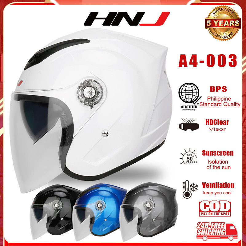 𝗕𝗣𝗦 HNJ A4-003 Dual Visor Half Face Helmet for motorcycle women man kids motor classic helmets ...