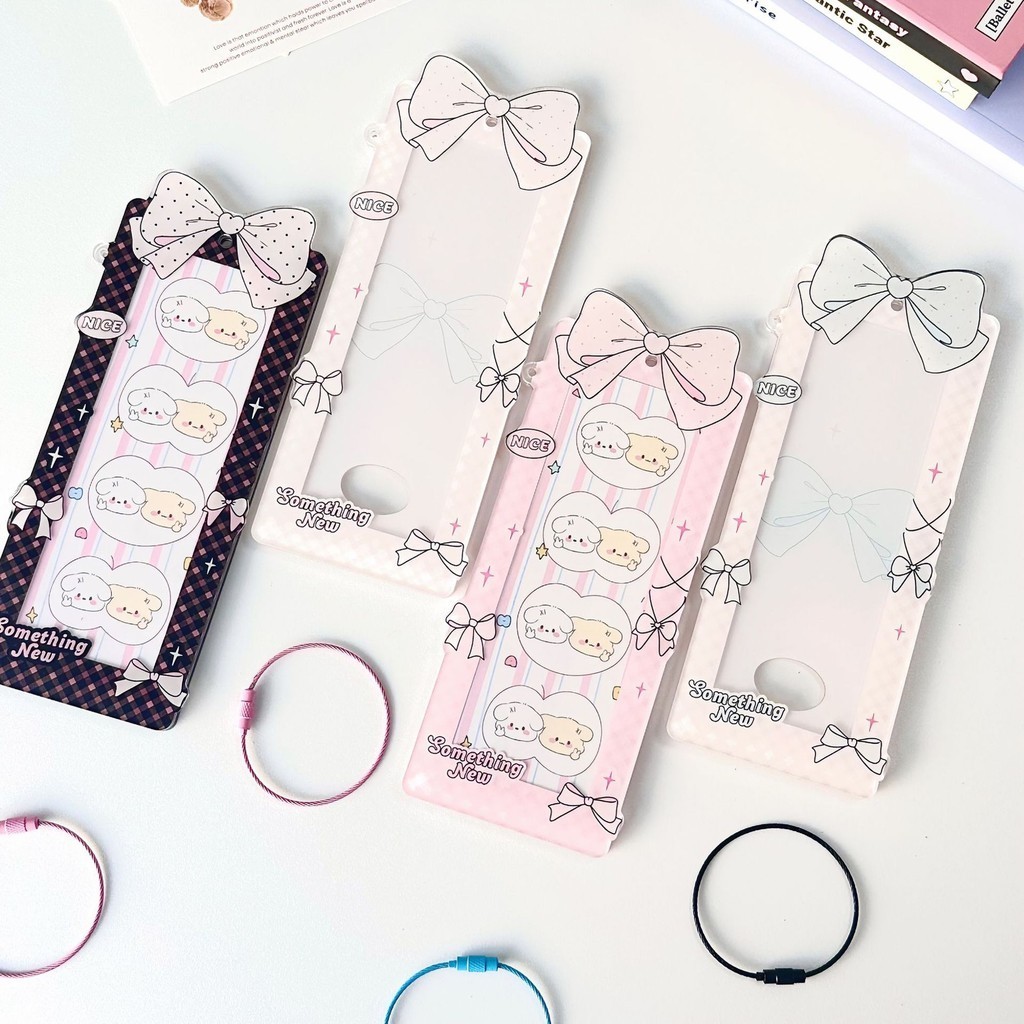 Ins Ballet Bow Acrylic Life Four Square ID Card Holder Idol Small Card ...