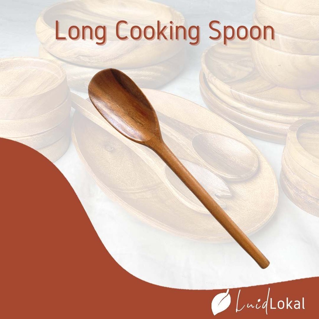 Luid Lokal Long Cooking Spoon Rounded Handle Acacia Wood | Shopee ...