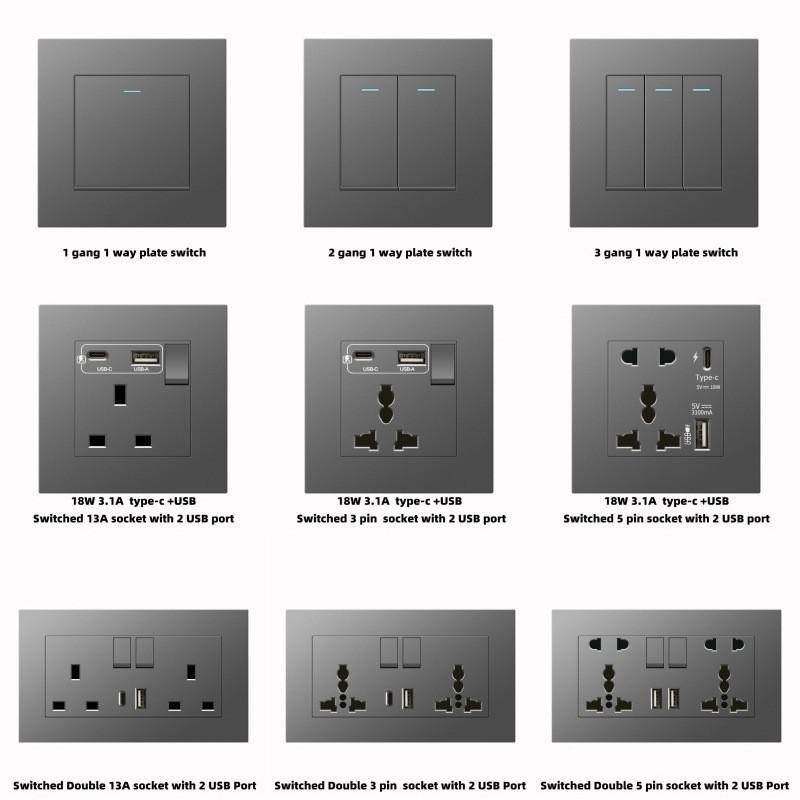 Hong Kong Macau Version 13A British Socket with USB Fast Charge type-c ...