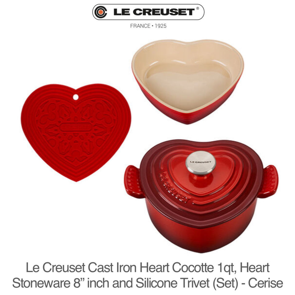 Le Creuset Heart Cookware Set - CERISE | Shopee Philippines