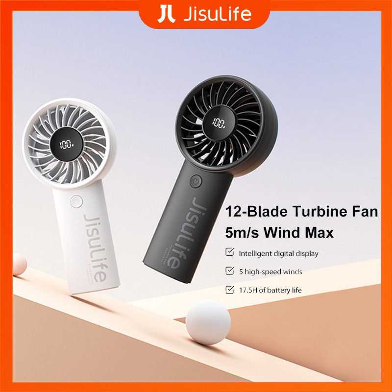 JISULIFE Life 4 Handheld Fan 3600mah 5000mAh 12 Blades Turbo fan 5 Wind ...
