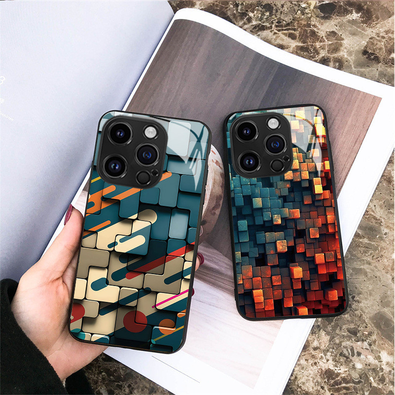Phone Case building blocks puzzle Anti Fall Protector Cover Tempered ...