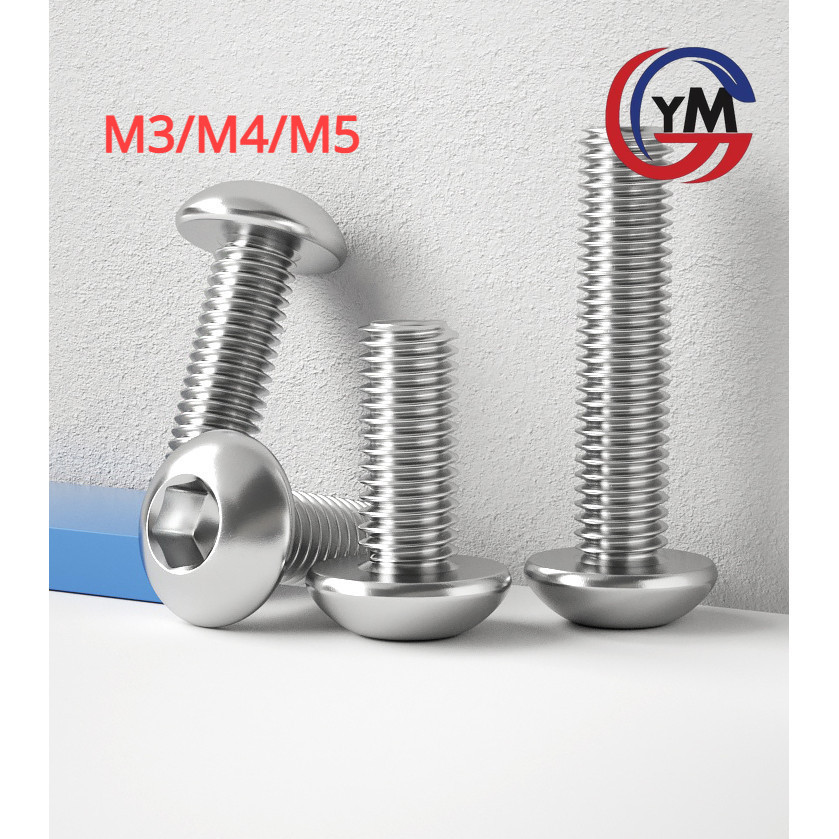 [YHM1] M3/M4/M5 SUS 304 Allen Umbrella Screw/SS Allen Button / Stainless Allen Roundhead Head ...