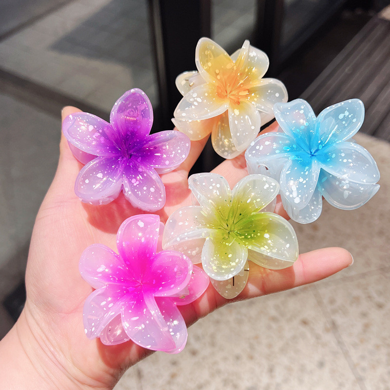 Hawaiian Vacation 6CM Transparent Sparkling Pink Hair Clip Small Size ...