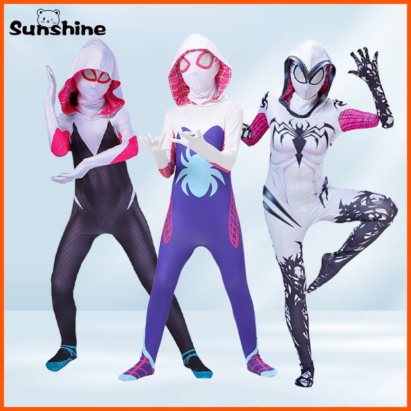 Gwen Spid Costume for Kids and Adult White Spider Girl Mask 3D Style ...