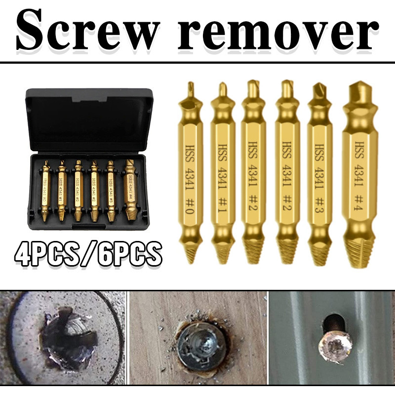 4/6Pcs/Set Double Side Damaged Screw Extractor Drill Bits Out Crimping ...
