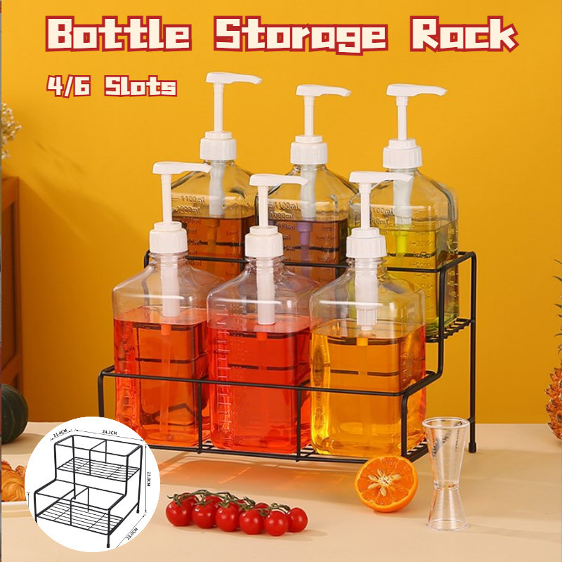 Bottle Storage Rack 4/6 Slots Rack Coffee Syrup Pump Rack Wine Storage ...