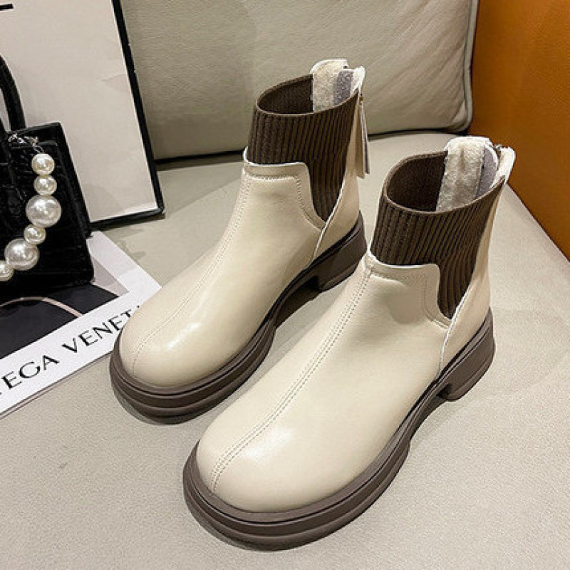 British Style Flat Martin Boots Women's Western Style Chelsea Ankle ...