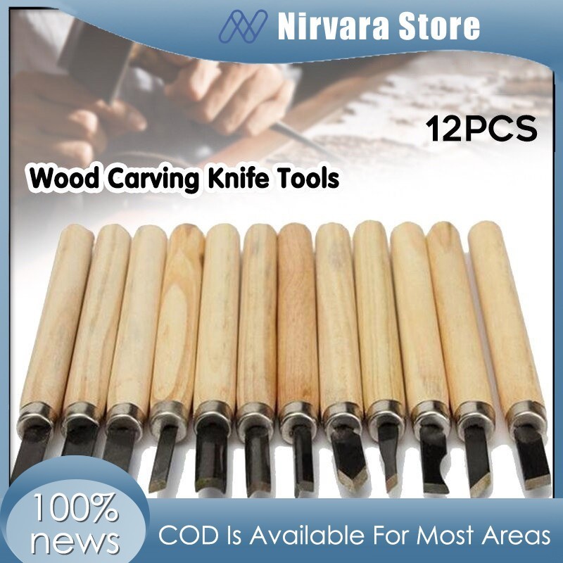 12Pcs Wood Carving Knife Tools Set Hand Wood Carve Gouge Chisel For ...