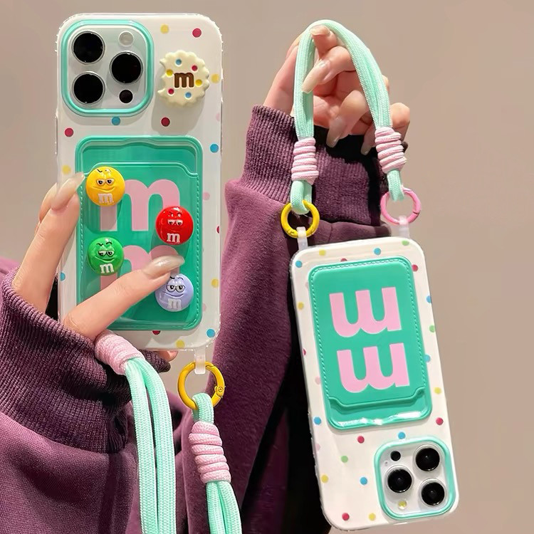 Mint Green Fun 3D M&M Beans Biscuit Card Bag Suitable for IPhone 16 ...