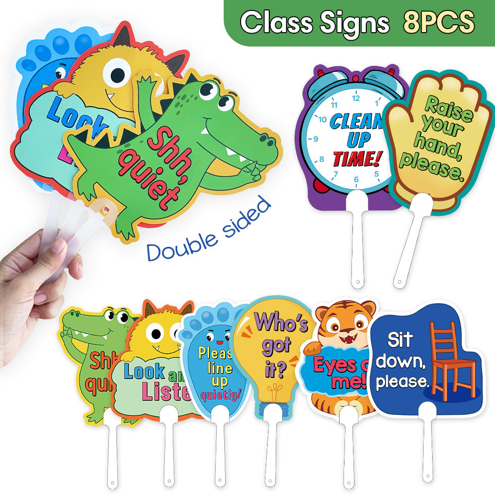 8Pcs Classroom Rule Paddles Preschool Classrooms Management English ...