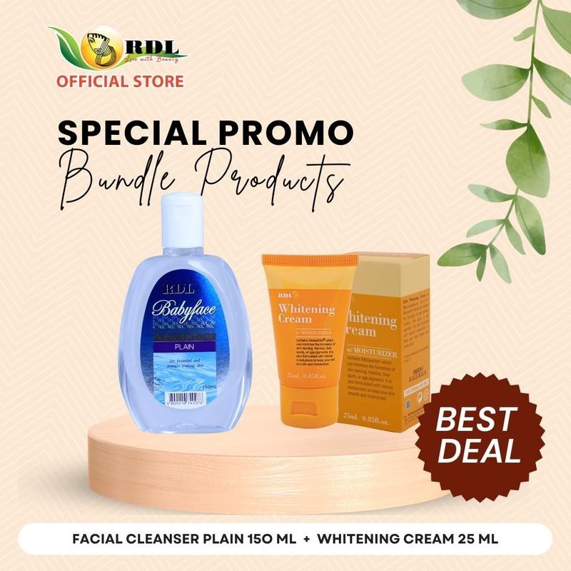 RDL Babyface Plain Facial Cleanser 150ml and RDL Whitening Cream 25ml ...