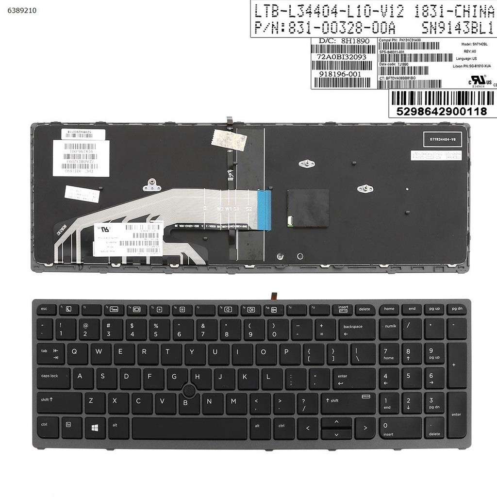 RQ+US Laptop Keyboard for HP Zbook 15 G3 G4 / 17 G3 G4 backlit Pointer ...