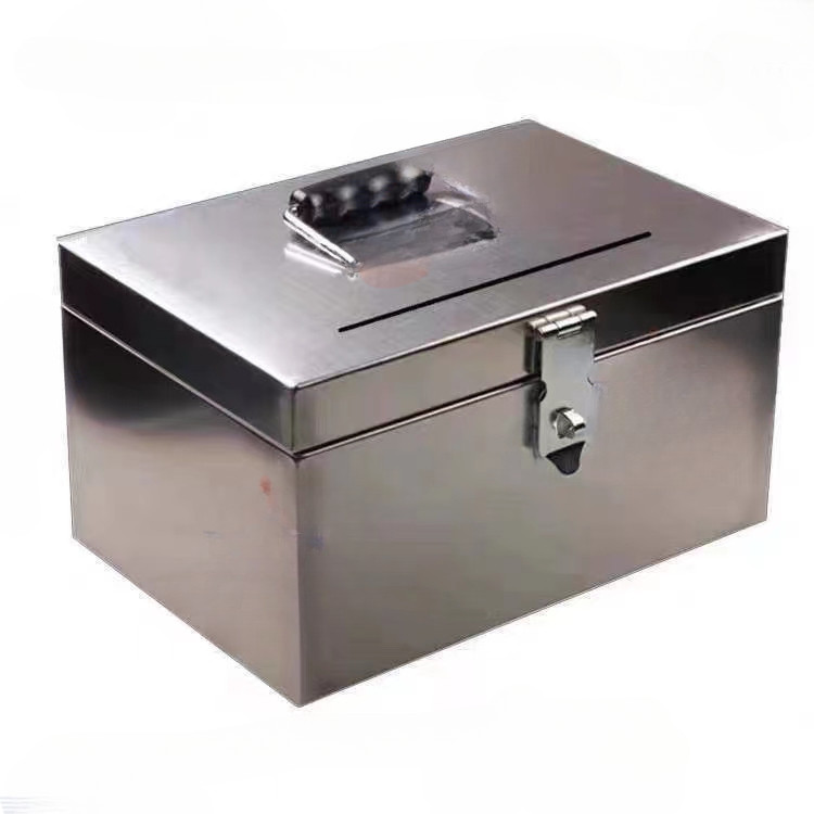 Stainless Steel Lockable Deposit Jar Certificate Storage Box Portable ...