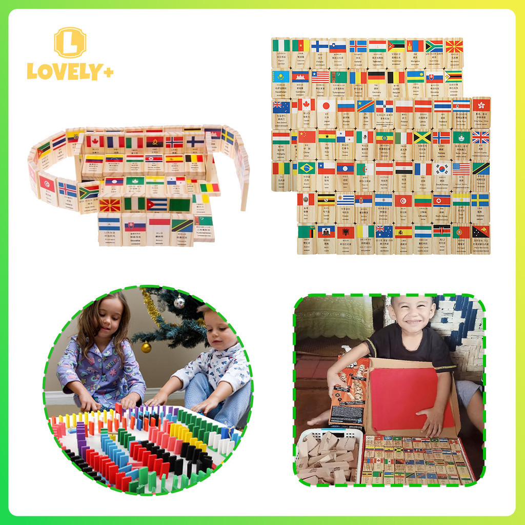 Domino Toys 100pcs/set Multilingual National Flag Domino Toy Kids ...