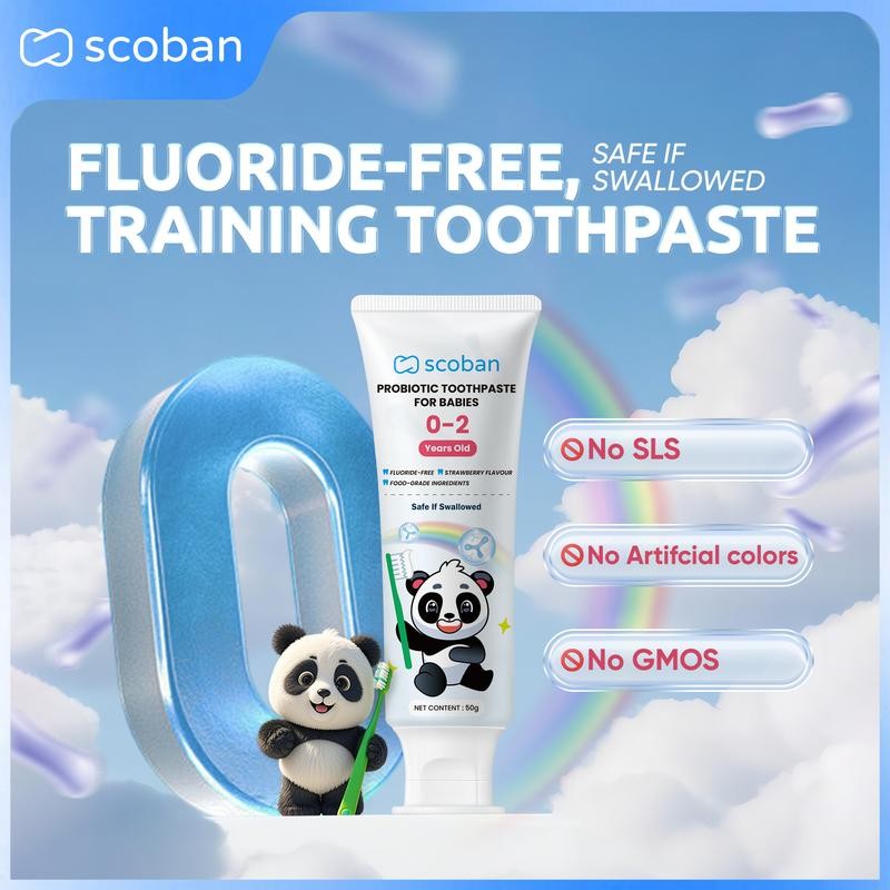 Scoban Baby Toothpaste 0-2Years Fluoride-Free&Safe to Swallow Probiotic ...