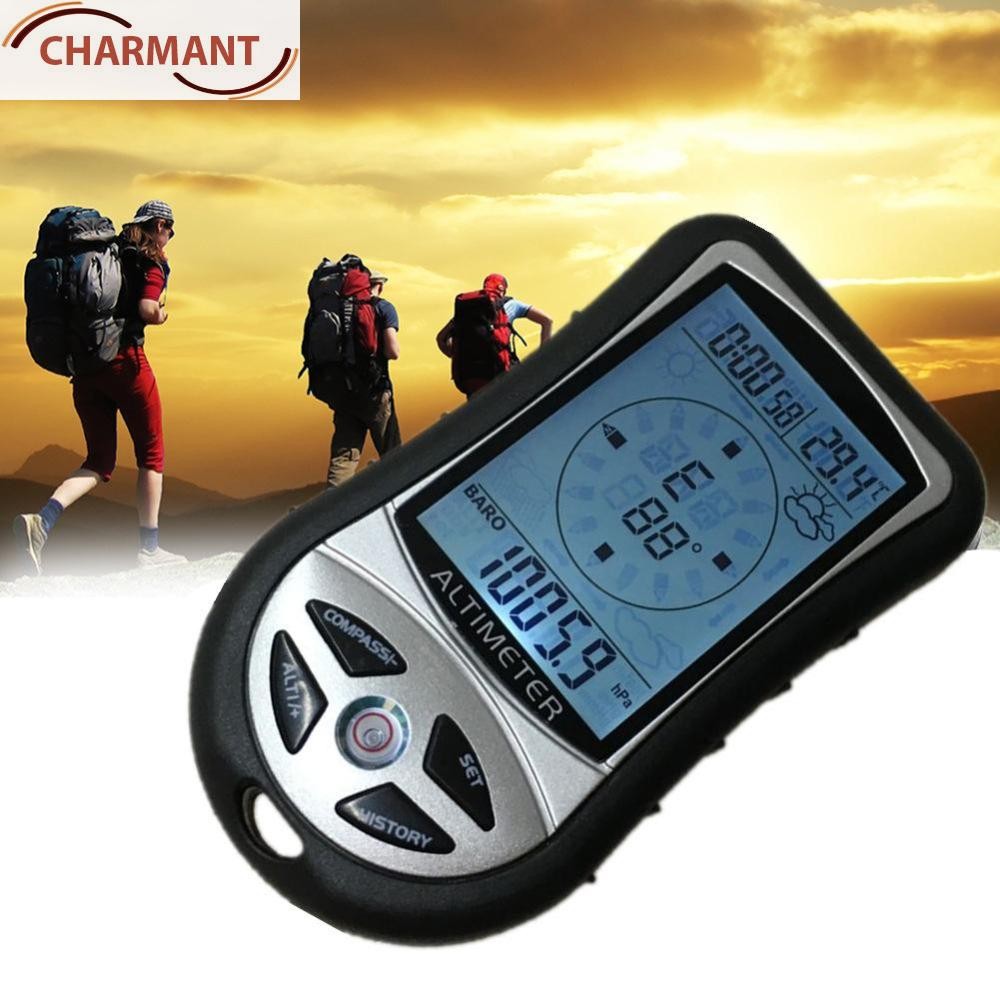Handheld Compass Altimeter Barometer Thermometer Weather Forecast Time ...