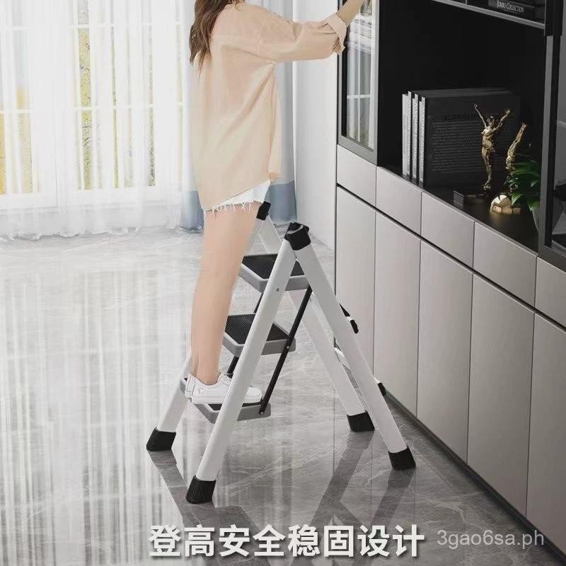 Three-Step Telescopic Small Lightweight Ladder Household Folding Ladder ...