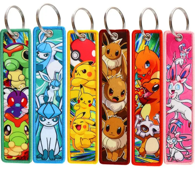 Anime Pokemon key label embroidered jet key chain Backpack decoration ...