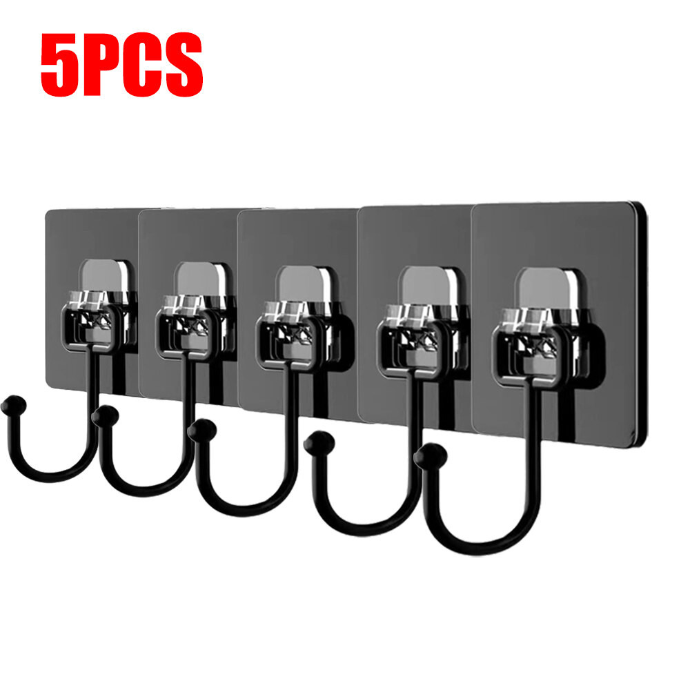 5PCS Household Self Adhesive Hooks Rotating Waterproof Wall Door ...
