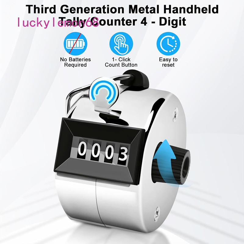 Luckylemon Metal Hand Tally Counter Clicker, 4 Digit Mechanical Palm ...