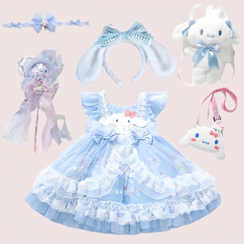 Kids Girls Cinnamoroll Lolita Princess Dress Children Cartoon Blue ...