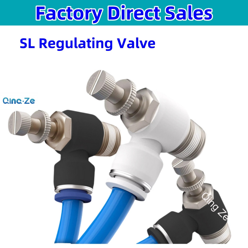 SL Pneumatic Throttle Valve 1/8 1/4 3/8 1/2 Male Thread Air Flow Speed Control Fitting 4 6 8 ...