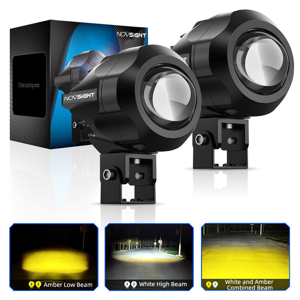 Novsight 2 Color Motorcycle Driving Light 3 Modes 150W 6 LEDS Mini IP68 ...