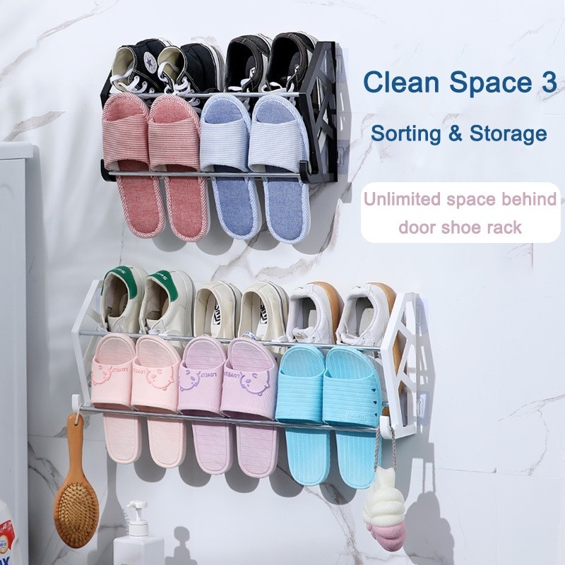 Wall Mounted Back Door shoe Rack Slippers Holder Organizer 42CM - 63CM ...
