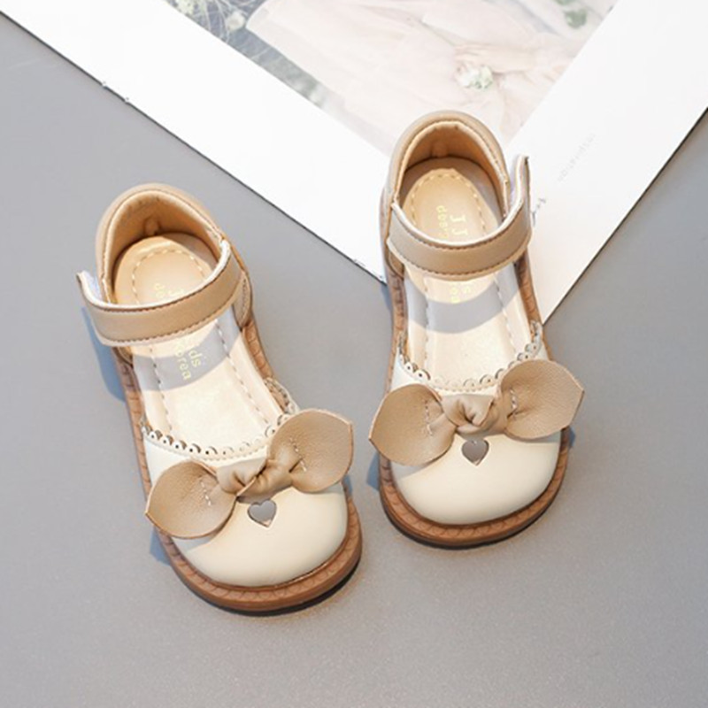 Lovely Loving Heart Half Sandals for Baby Girls Sweet Bowknot Soft Sole Kids Flat Shoes Size 21 ...
