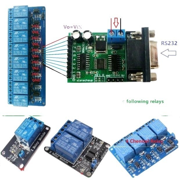♧8-channel RS232 module UART serial port protocol AT command multi-function relay PLC control ...