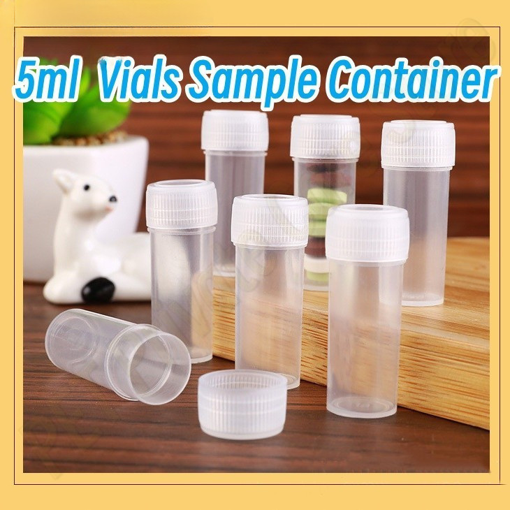 100pc 5ml Plastic Test Tubes Screw Cap Bottles Plastic Sample Bottle ...